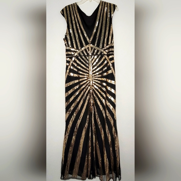 Dresses | Formal 19230s Style Art Deco Black And Gold Dress Large ...